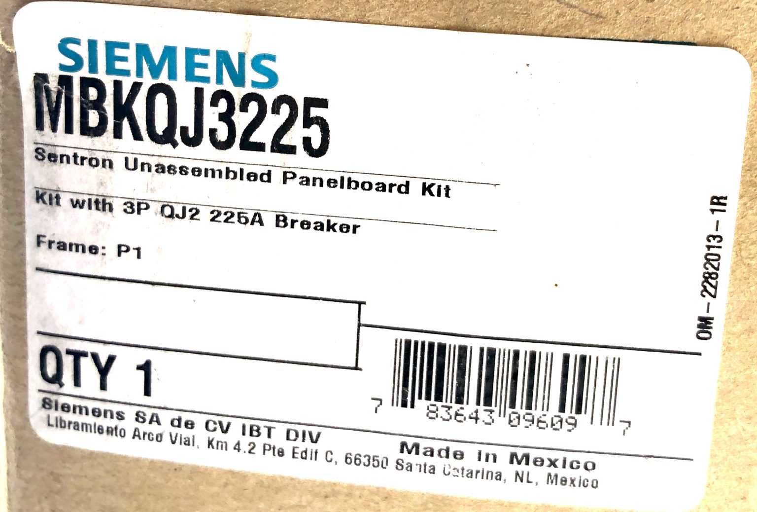 Siemens MBKQJ3225 3 Pole 225 Amp Main Breaker w/ Kit (NIB) | Electrical ...