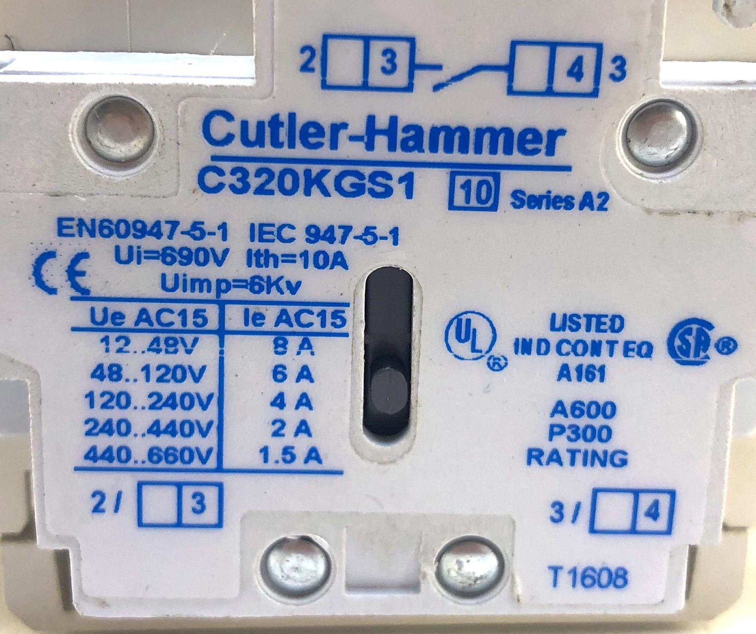 Eaton CN15GN3 3 Pole 45 Amp 600 Vac Contactor w/ 110/120 Vac Coil