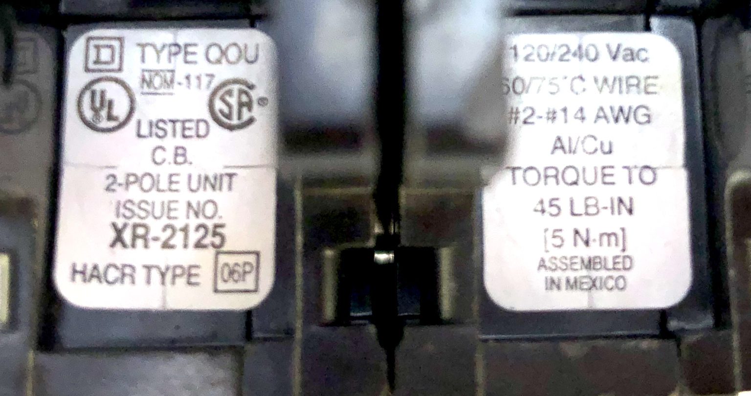 Square D QOU250 2 Pole 50 Amp 120/240 Vac Circuit Breaker