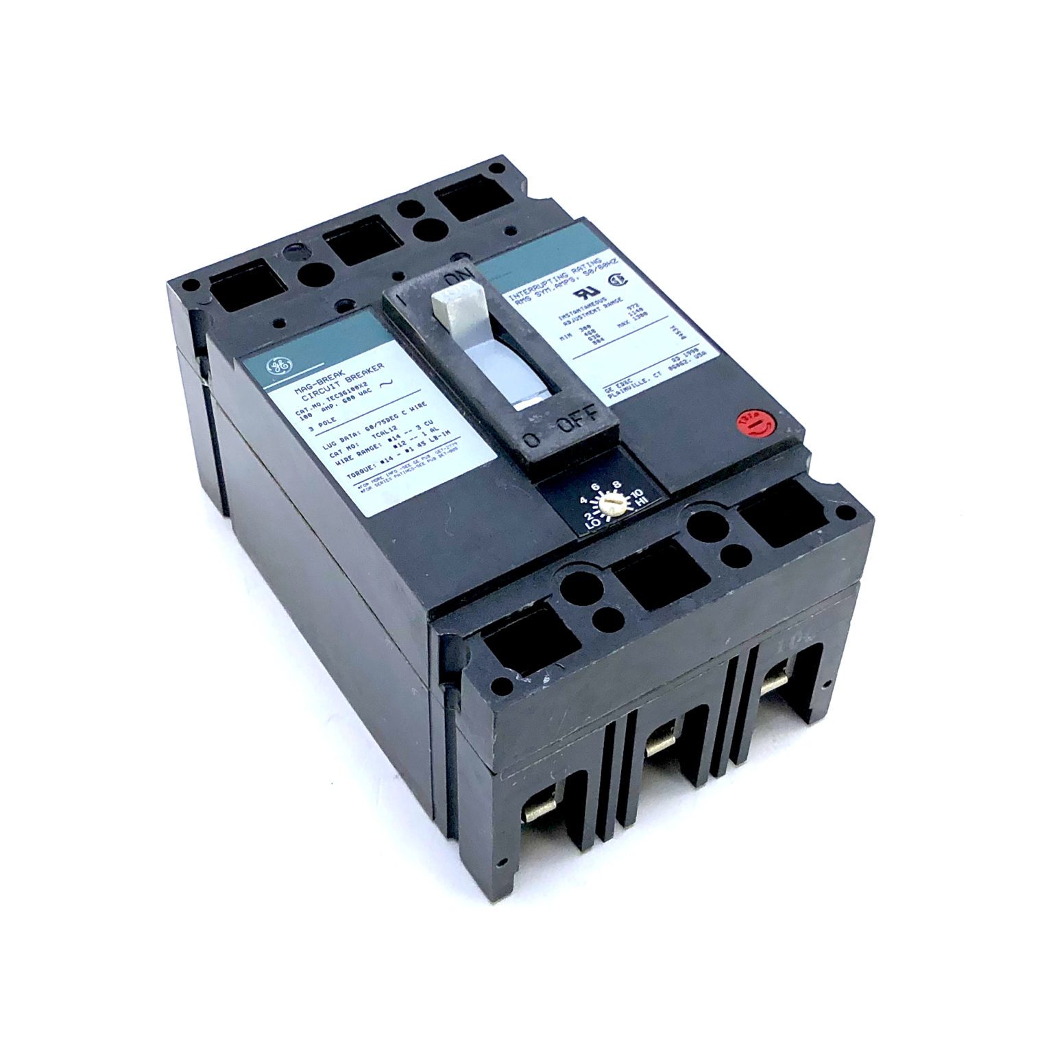 General Electric TEC36100X2 3 Pole 100 Amp 600Vac Circuit Breaker