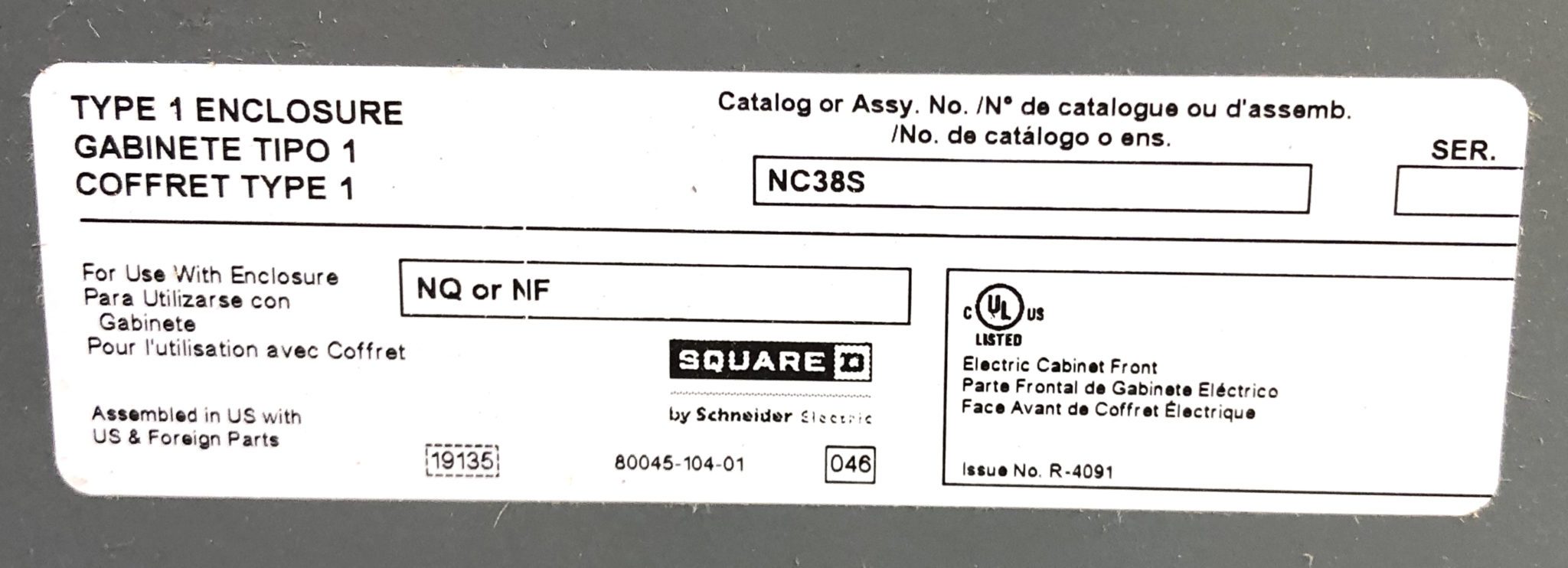 Square D NC38S Panel Board Front Cover / Trim Kit (NIB)