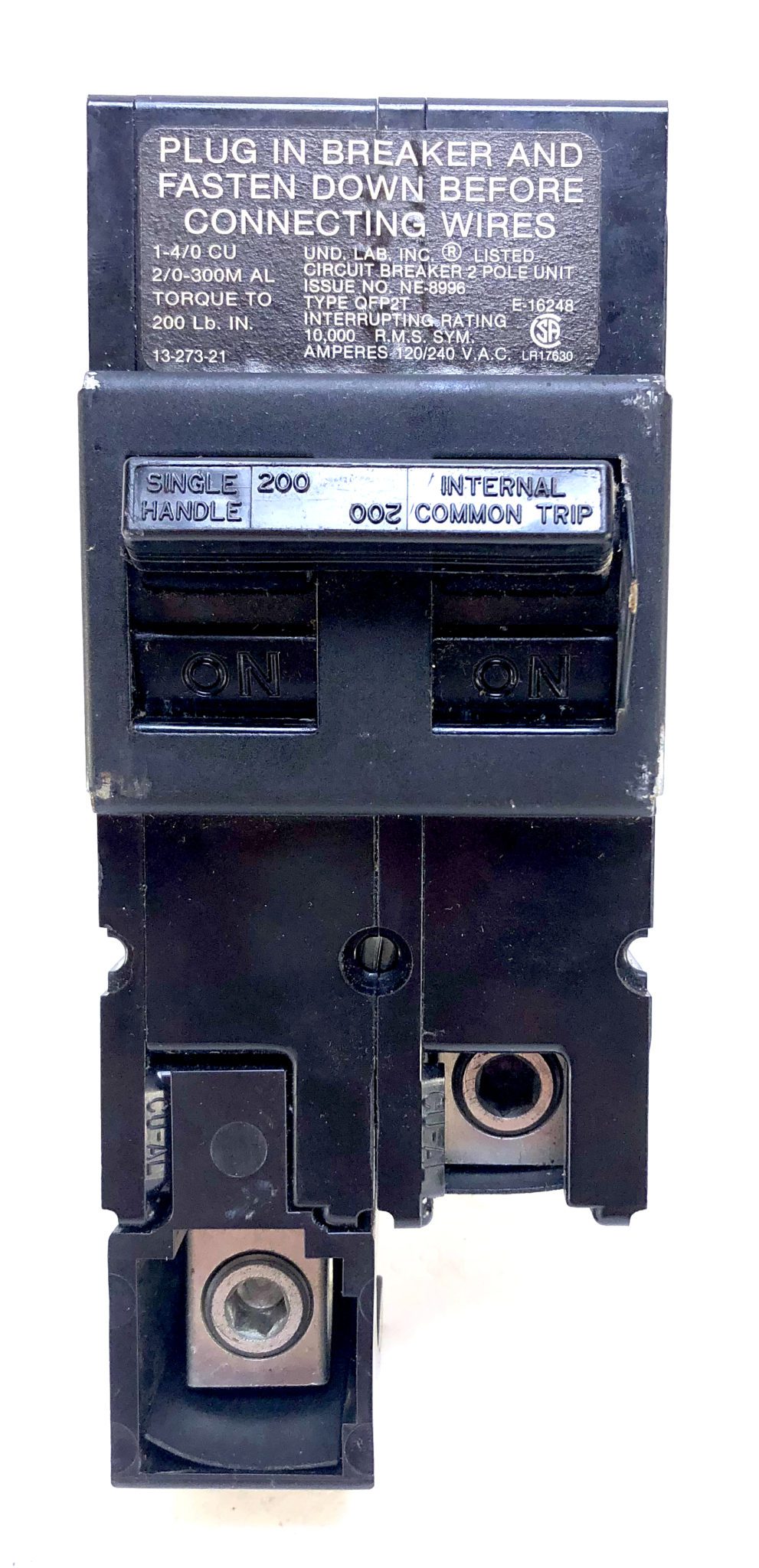 Zinsco Challenger QFP2T 2 Pole 200 Amp 240 Vac Circuit Breaker