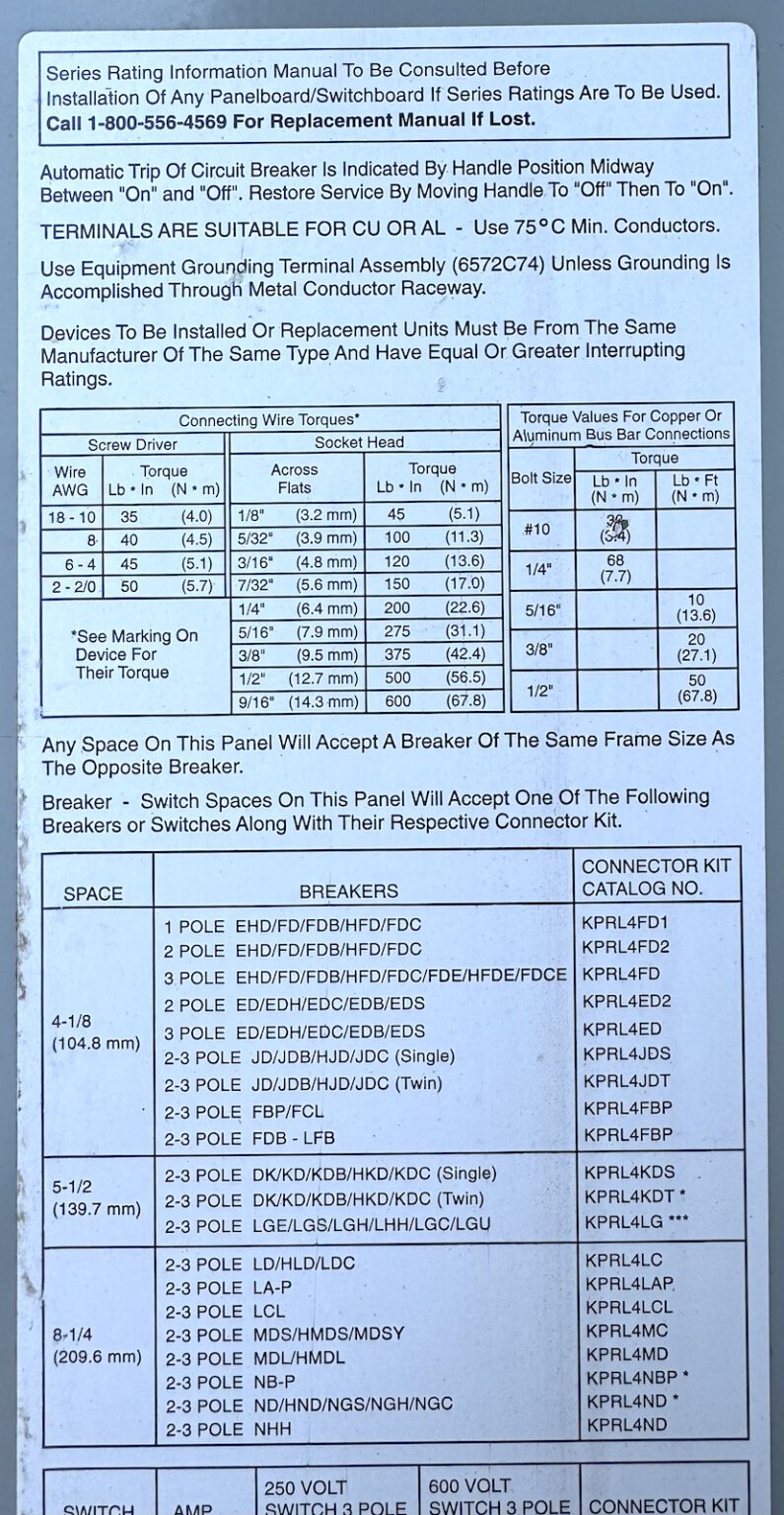 Eaton PRL4 3P4W 400 Amp 208Y/120V MLO Pow-R-Line Panelboard (NEW)