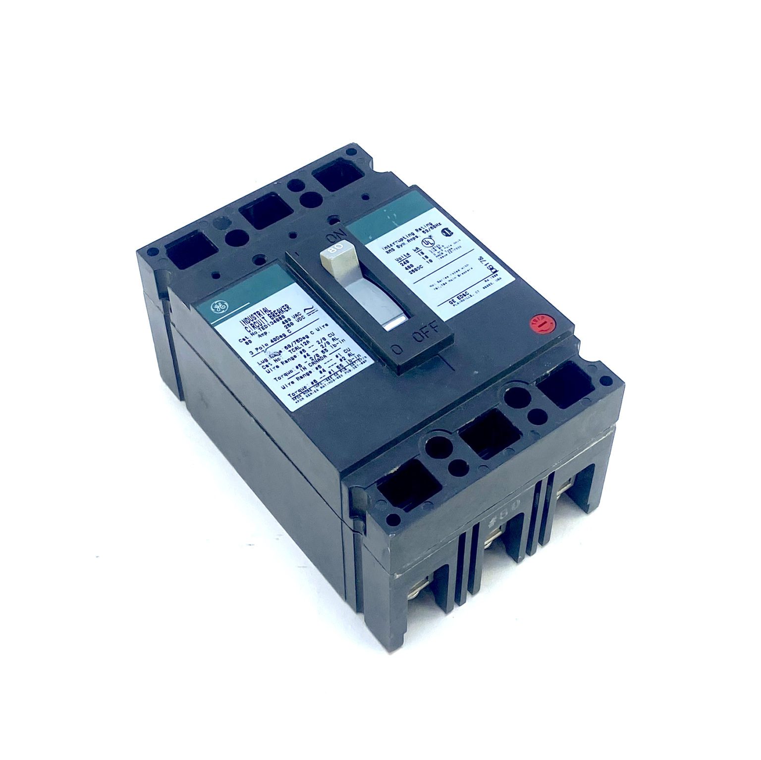 General Electric TED134080 3 Pole 80 Amp 480 Vac Circuit Breaker