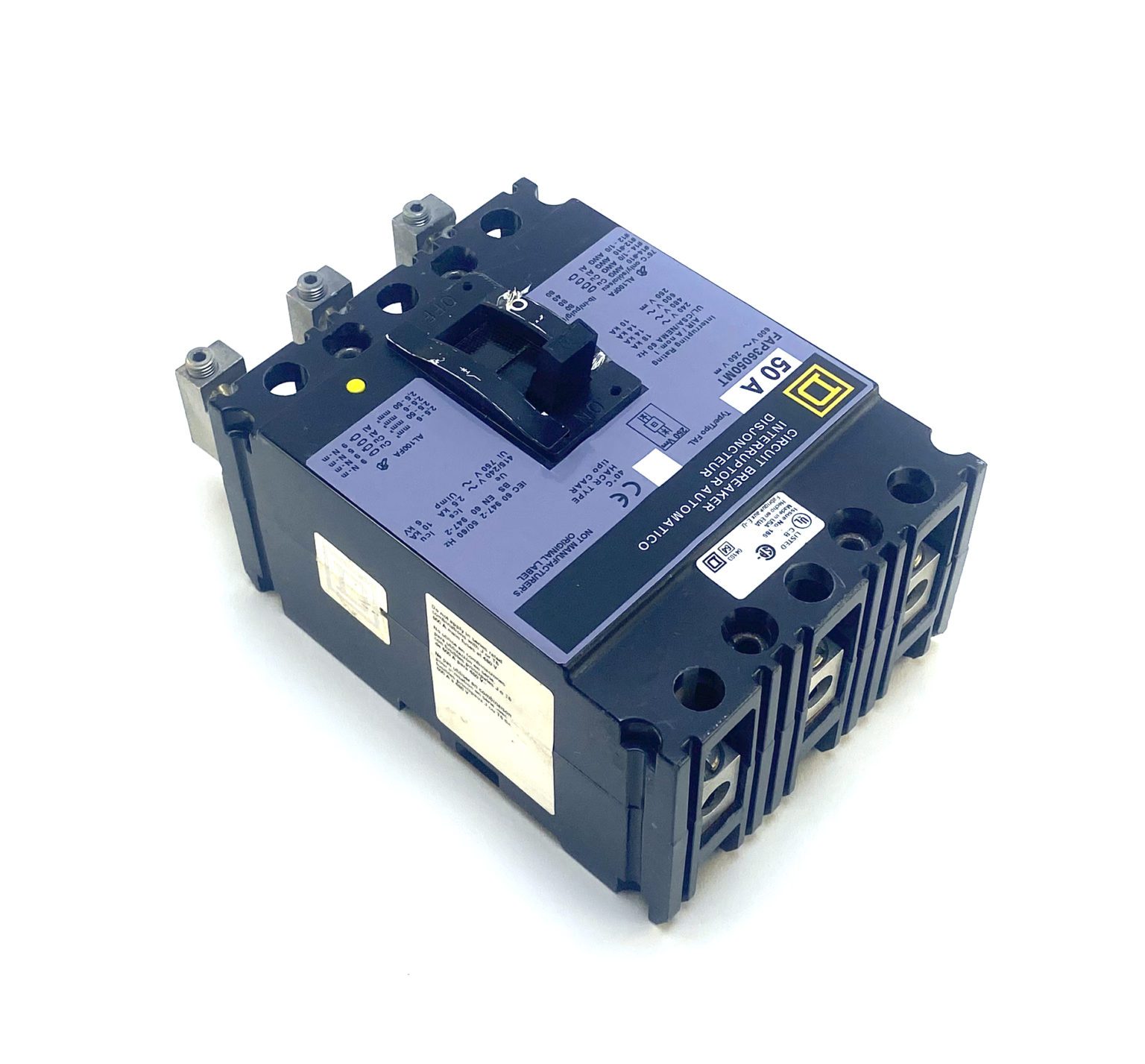 Square D FAP36050MT 3 Pole 50 Amp 600 Vac Circuit Breaker (CHIP)
