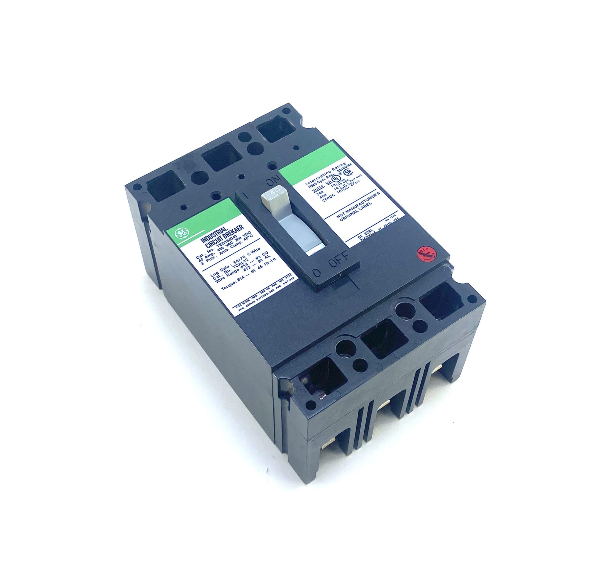 General Electric TED134040 3 Pole 40 Amp 480 Vac Circuit Breaker