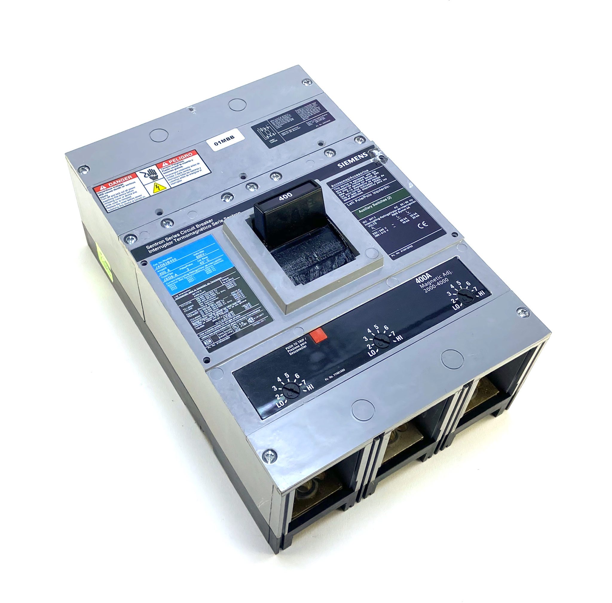Siemens JXD63B400 3Pole 400Amp 600Vac Breaker w/Trip Unit (CHIP)