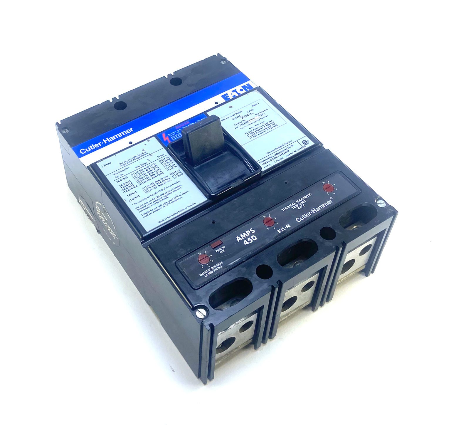 Cutler Hammer LSB360450 3 Pole 450 Amp 600 Vac Circuit Breaker