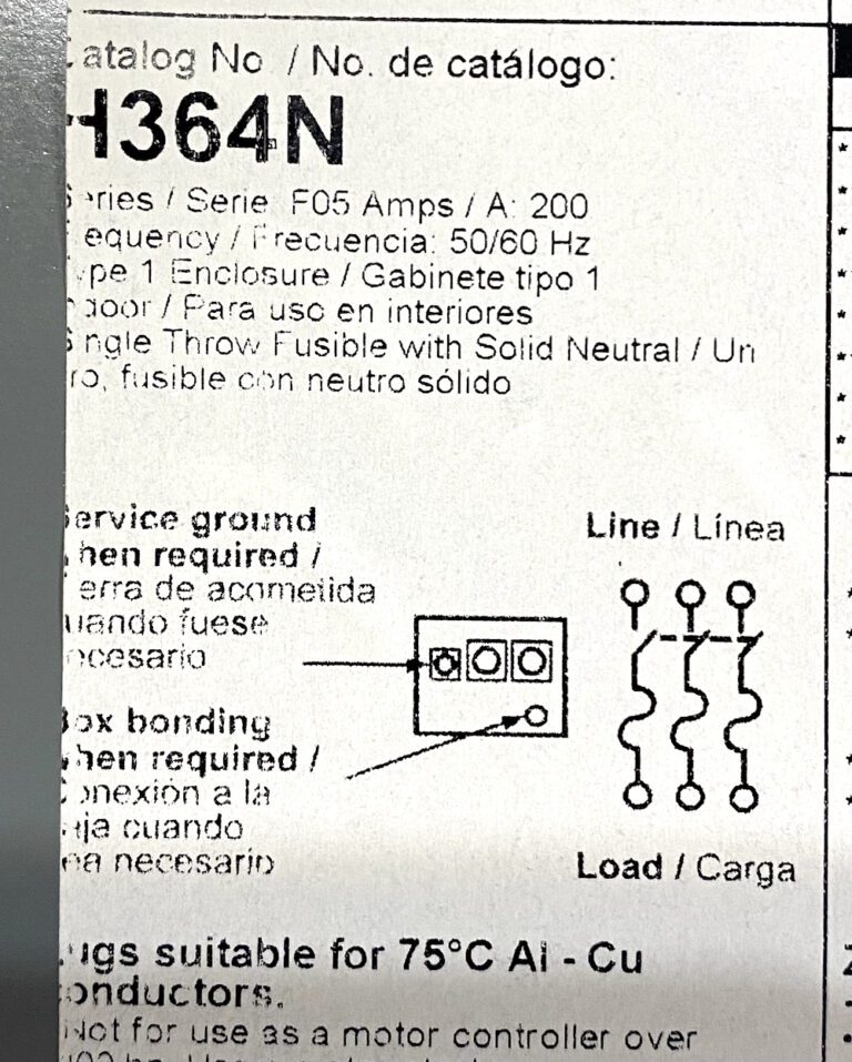 Square D H364N 3P4W 200A 600V Indoor Fusible Safety Switch (NEW)