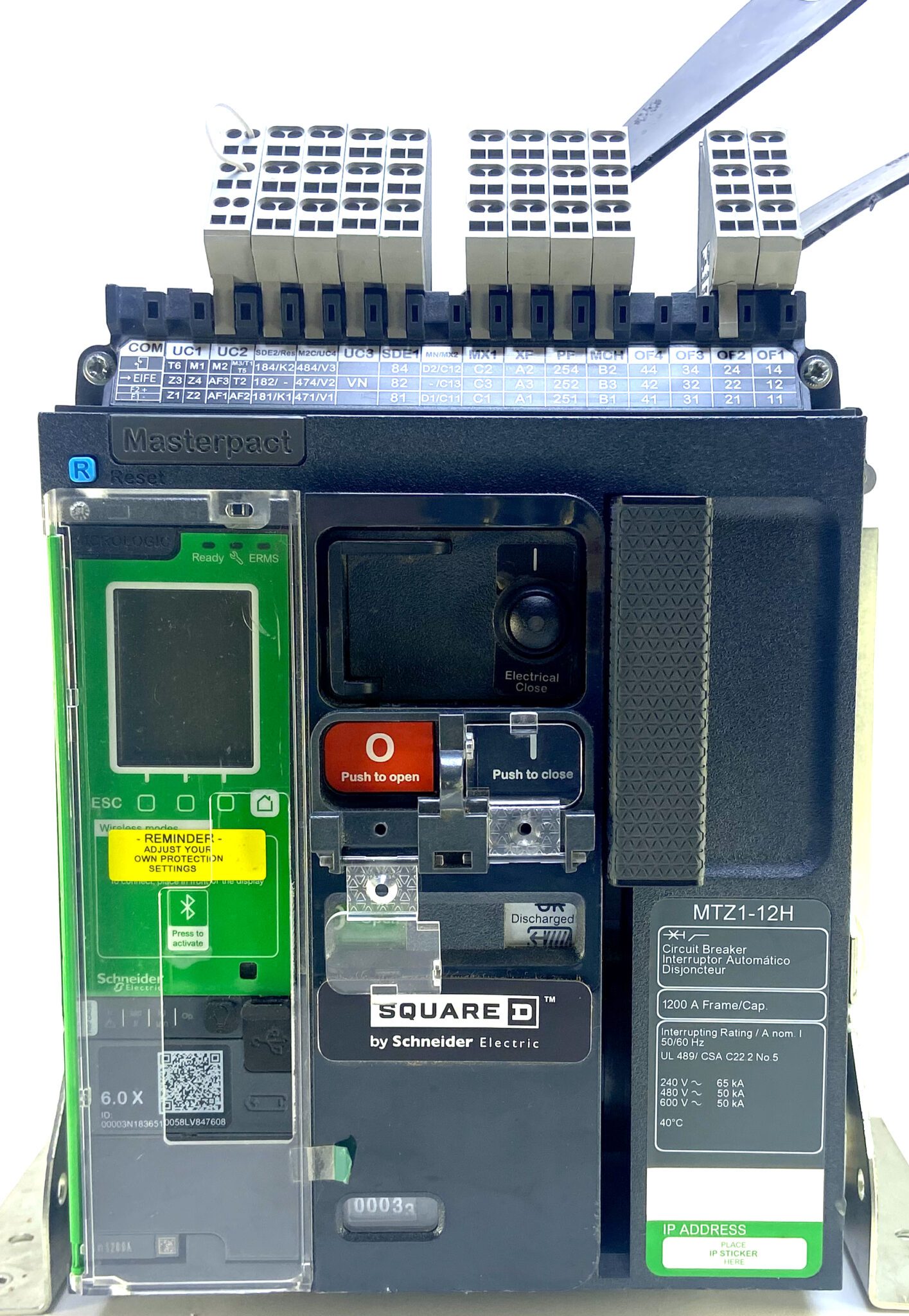 Square D MTZ1-12H 3Pole 1200Amp 600Vac MasterPact Circuit Breaker