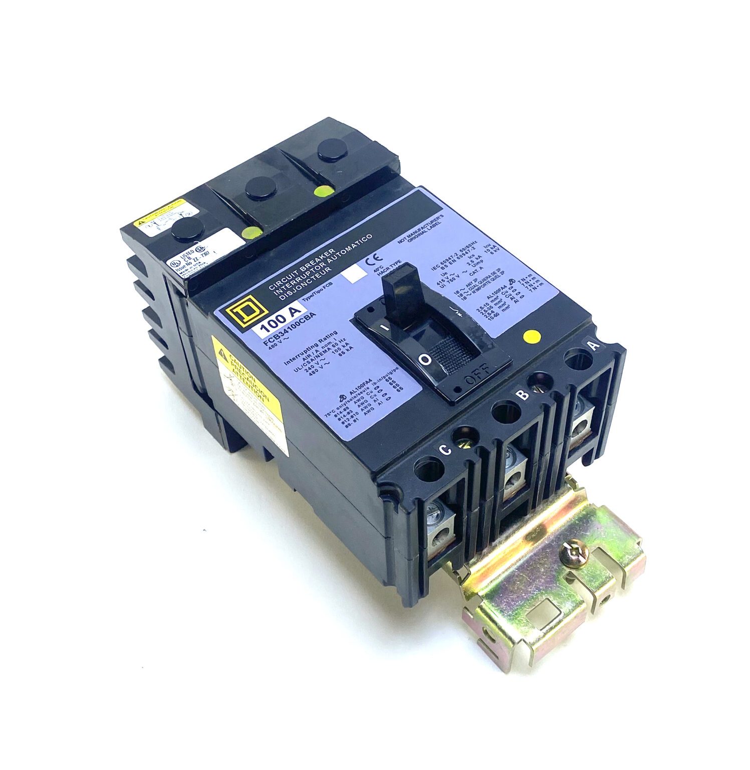 Square D FCB34100CBA 3 Pole 100 Amp 480Vac I-Line Circuit Breaker