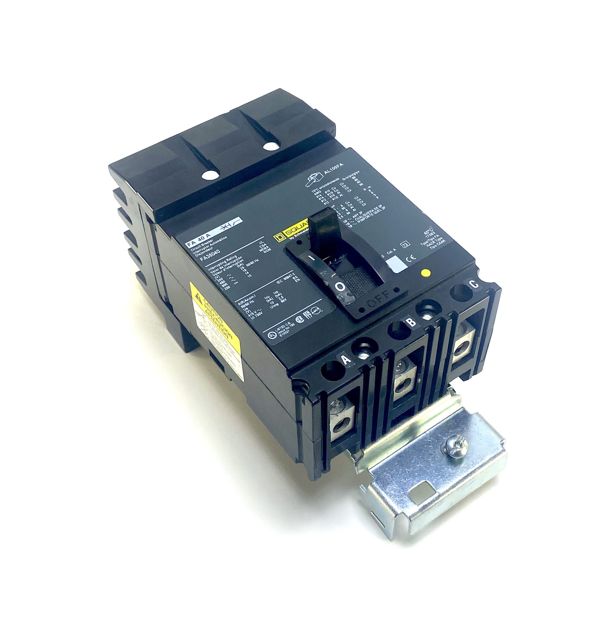 Square D FA36040 3 Pole 40 Amp 600 Vac I-Line Circuit Breaker
