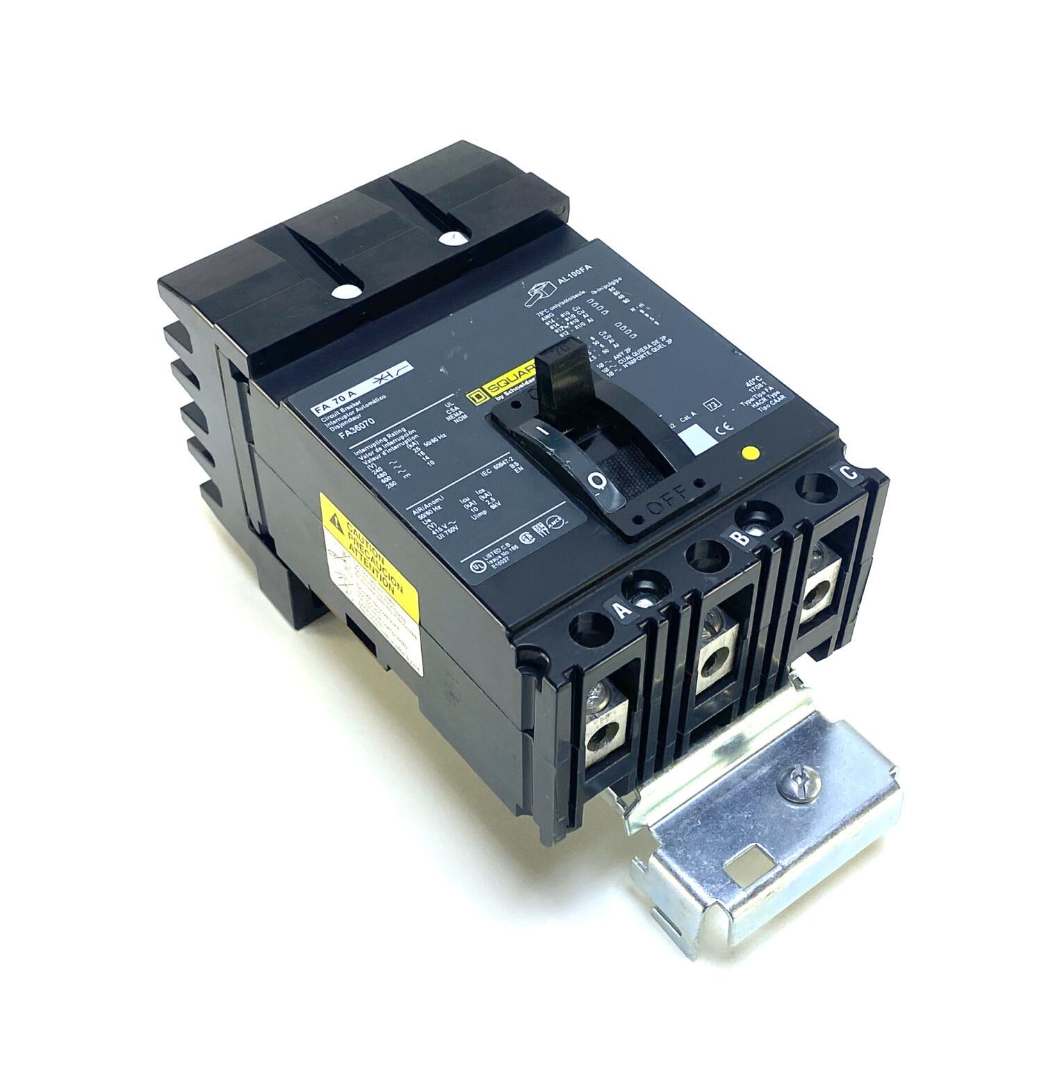 Square D FA36070 3 Pole 70 Amp 600 Vac I-Line Circuit Breaker