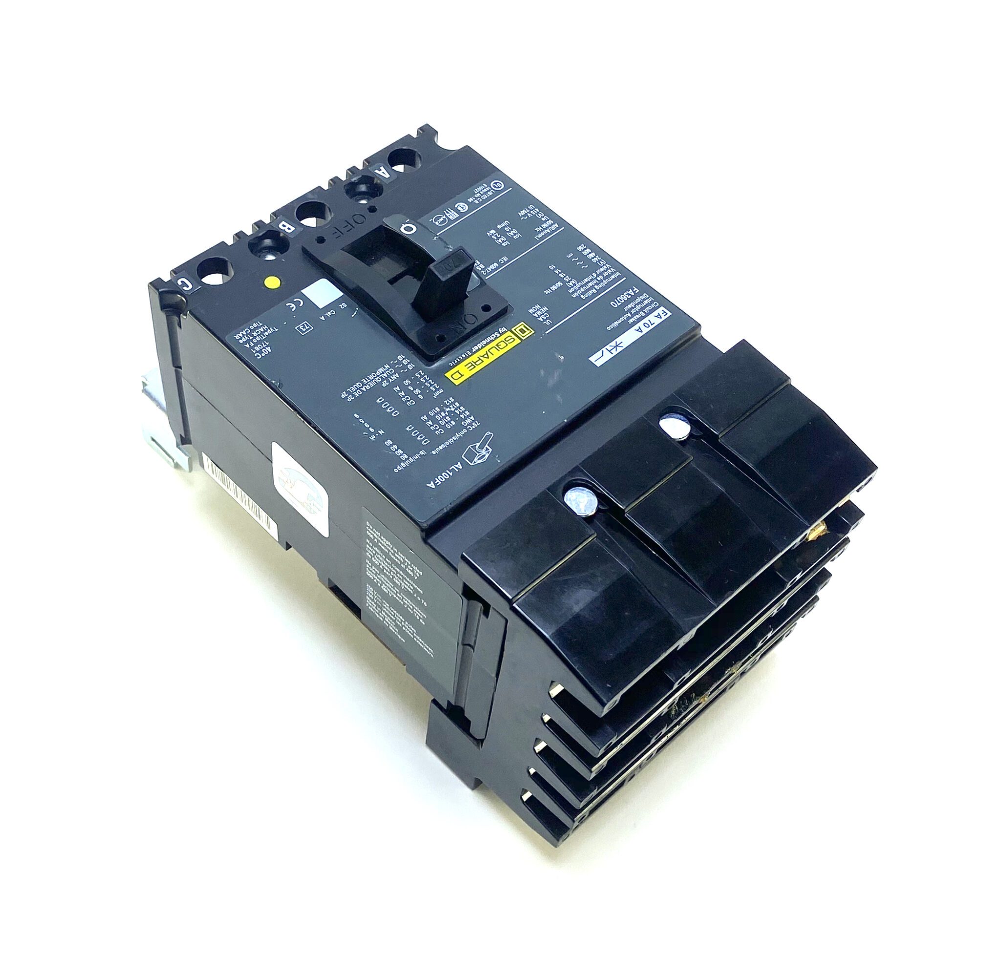 Square D FA36070 3 Pole 70 Amp 600 Vac I-Line Circuit Breaker