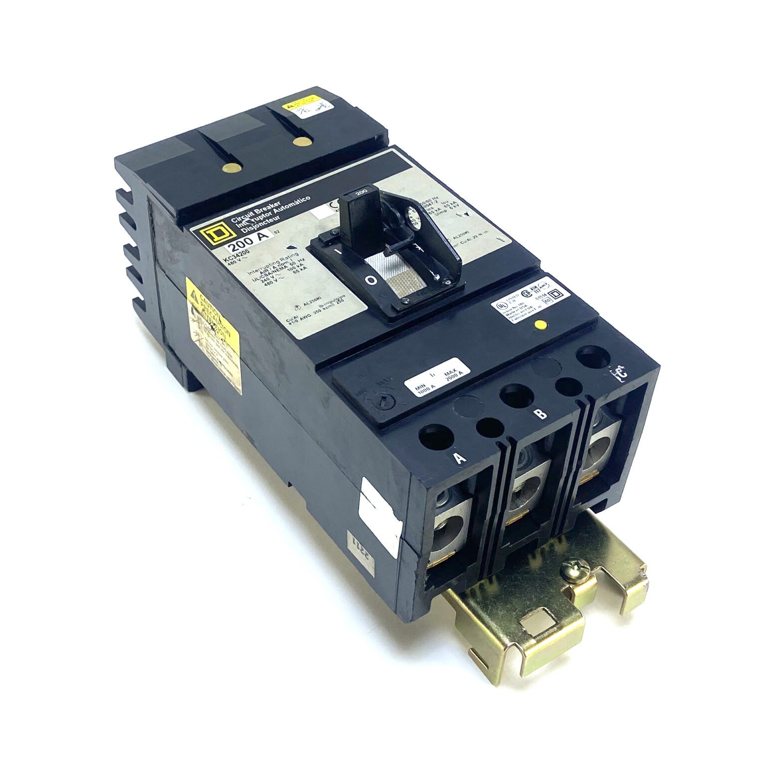 Square D KC34200 3 Pole 200 Amp 480 Vac I-Line Circuit Breaker