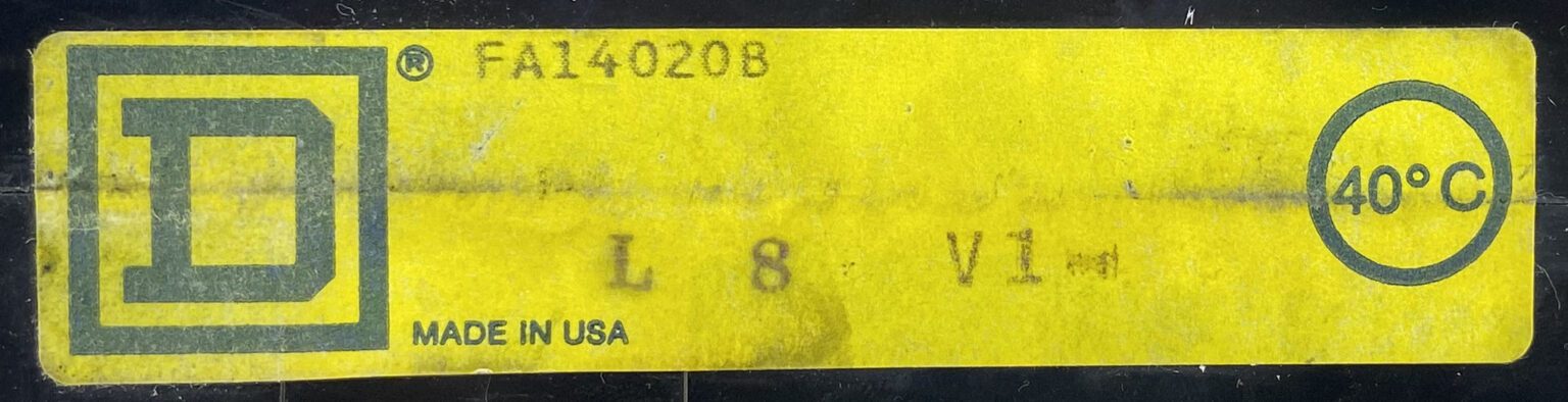 SquareD FA14020 1P 20A 277V Breaker (Lot of 31 - A,B,C, Phases)