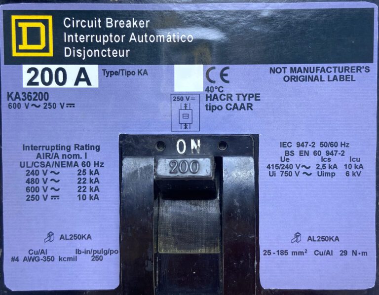Square D KA36200 3 Pole 200 Amp 600 Vac I-Line Breaker (CHIPPED)