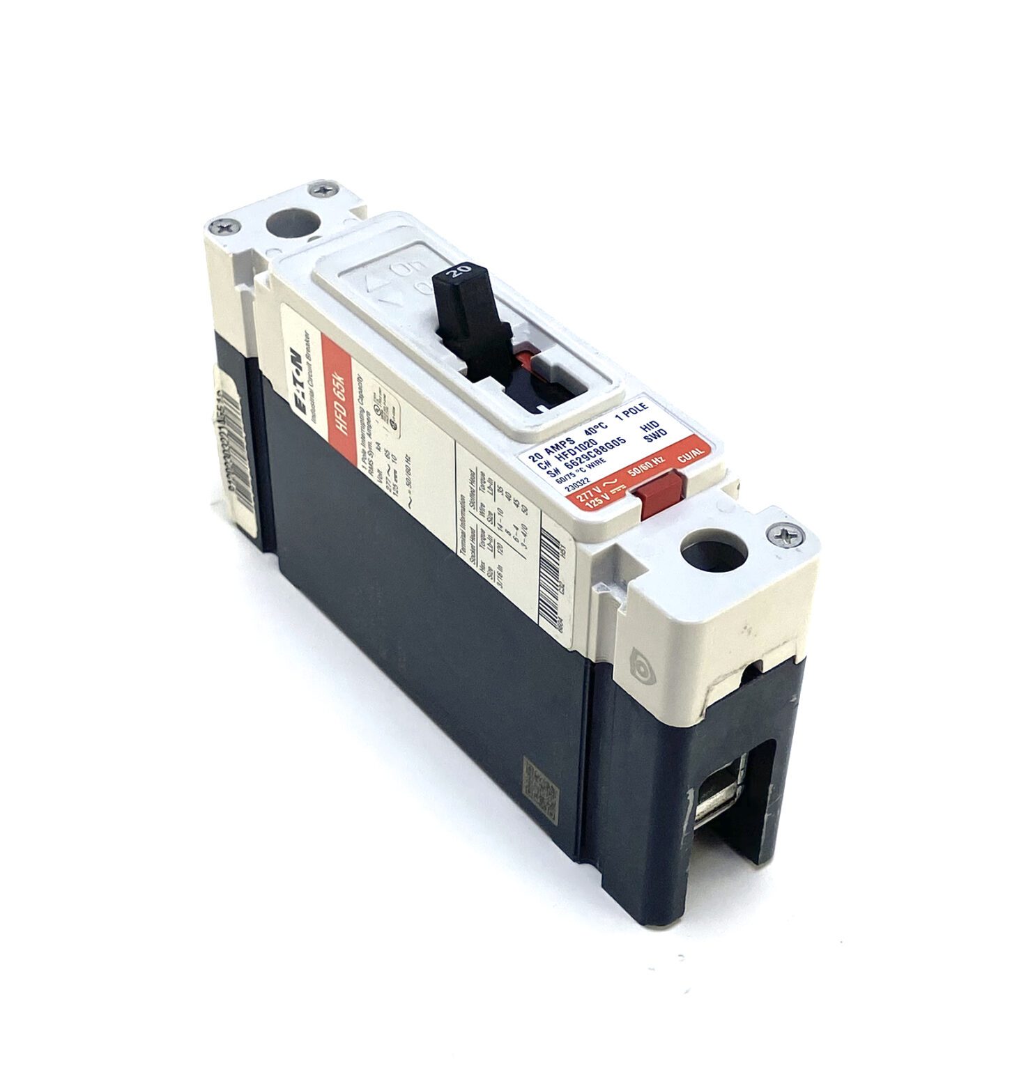 Eaton HFD1020 1 Pole 20 Amp 277 Vac Circuit Breaker (New Surplus)