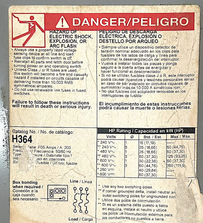 Square D H364 3P3W 200 Amp 600Vac Fusible Safety Switch (SURPLUS)