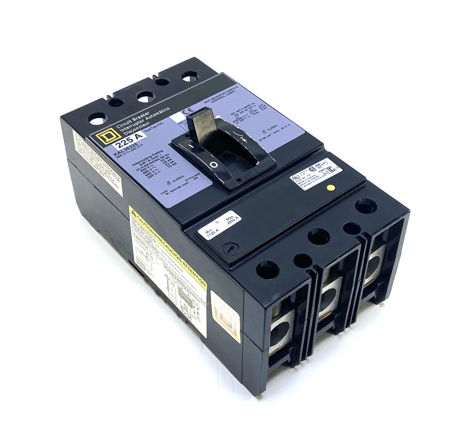 Square D KAL36225 3 Pole 225 Amp 600 Vac Circuit Breaker