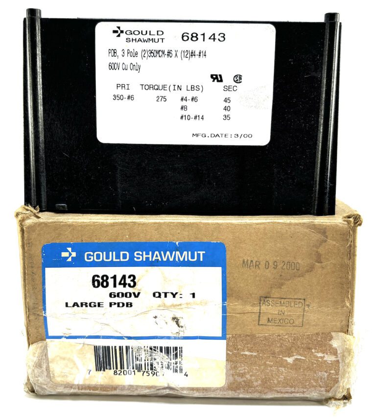 Gould Shawmutt 68143 3 Pole 600Vac Power Distribution Block (NIB)