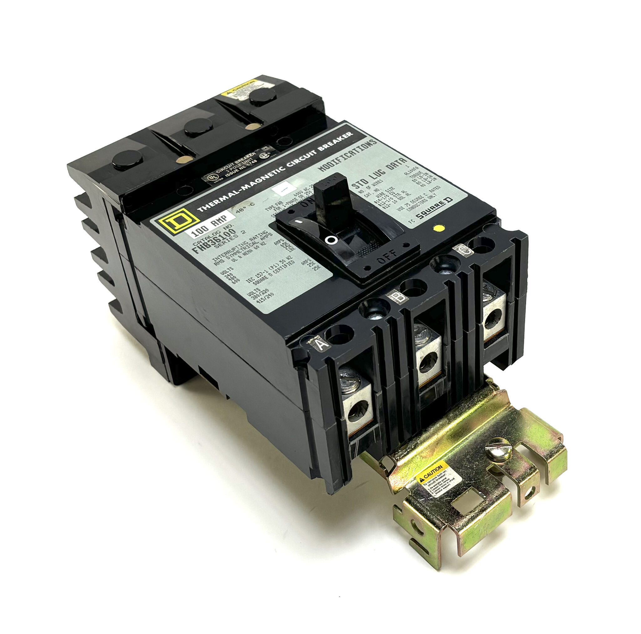 Square D FHB36100 3 Pole 100 Amp 600 Vac I-Line Circuit Breaker