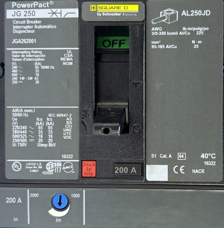 Square D JGA262001 2 Pole 200 Amp 600V I-Line Breaker (AB Phases)