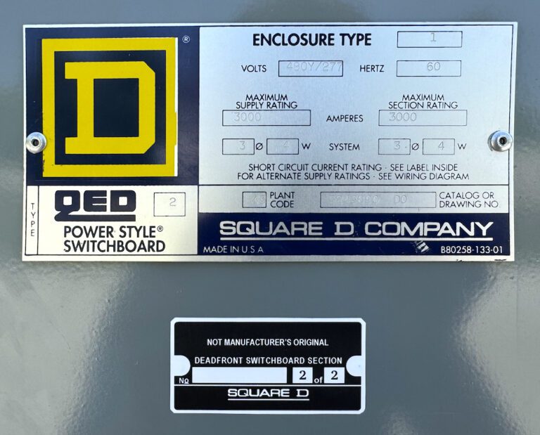 Square D QED 3P4W 3000 Amp 480/277V MLO Switchgear (75 Circuit)