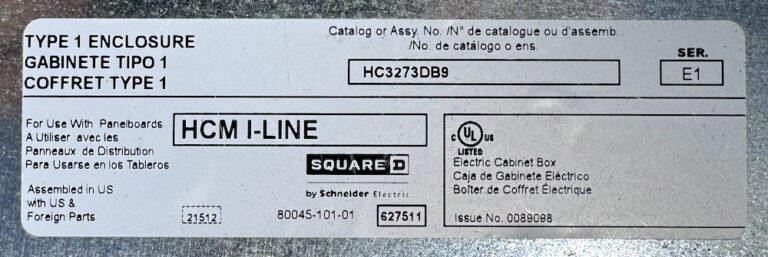 Square D 3P4W 800 Amp 600 Vac MLO I-Line Panelboard (42 Circuit)