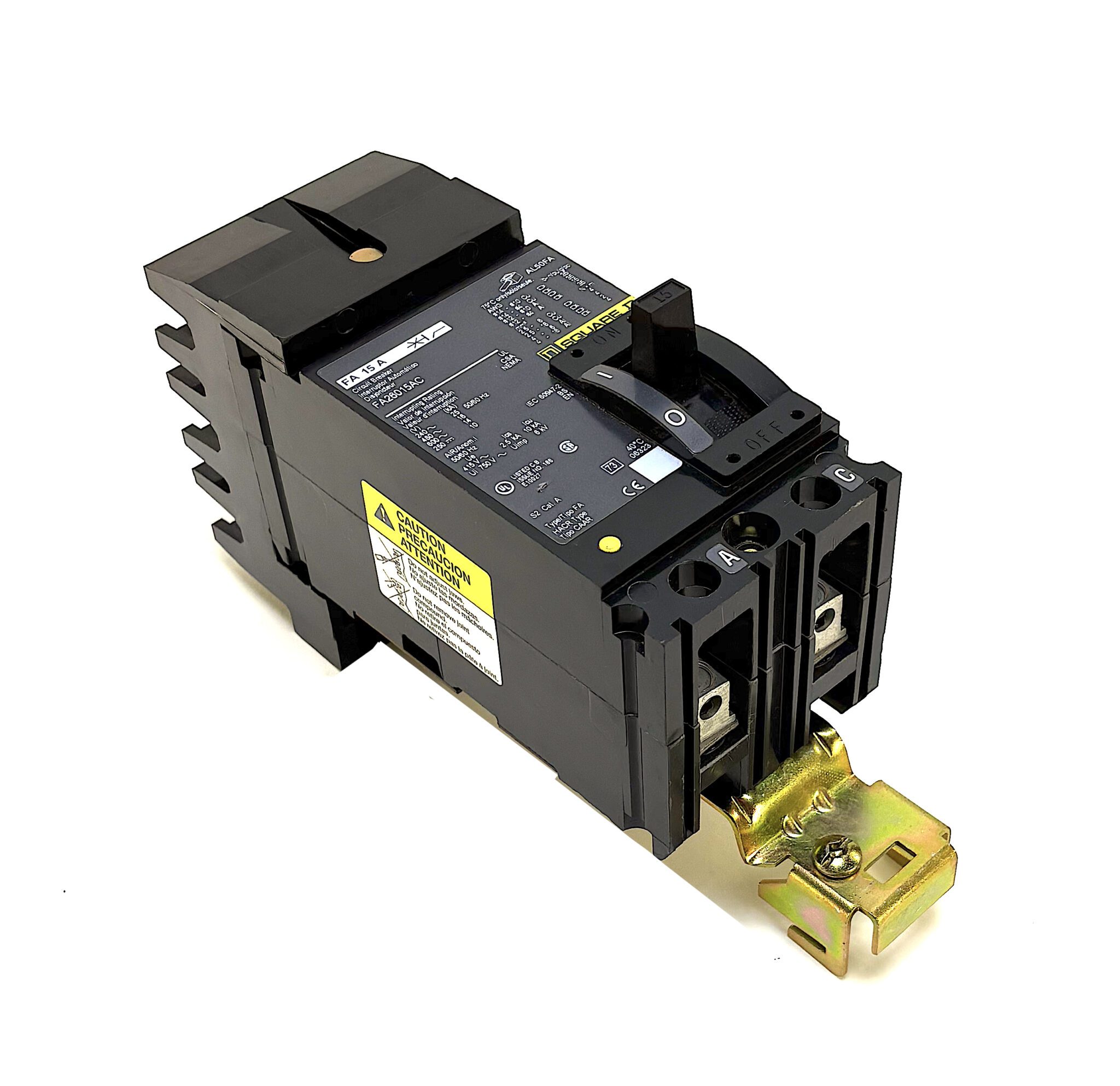 Square D FA26015AC 2 Pole 15 Amp 600 Vac I-Line Breaker A/C Phase