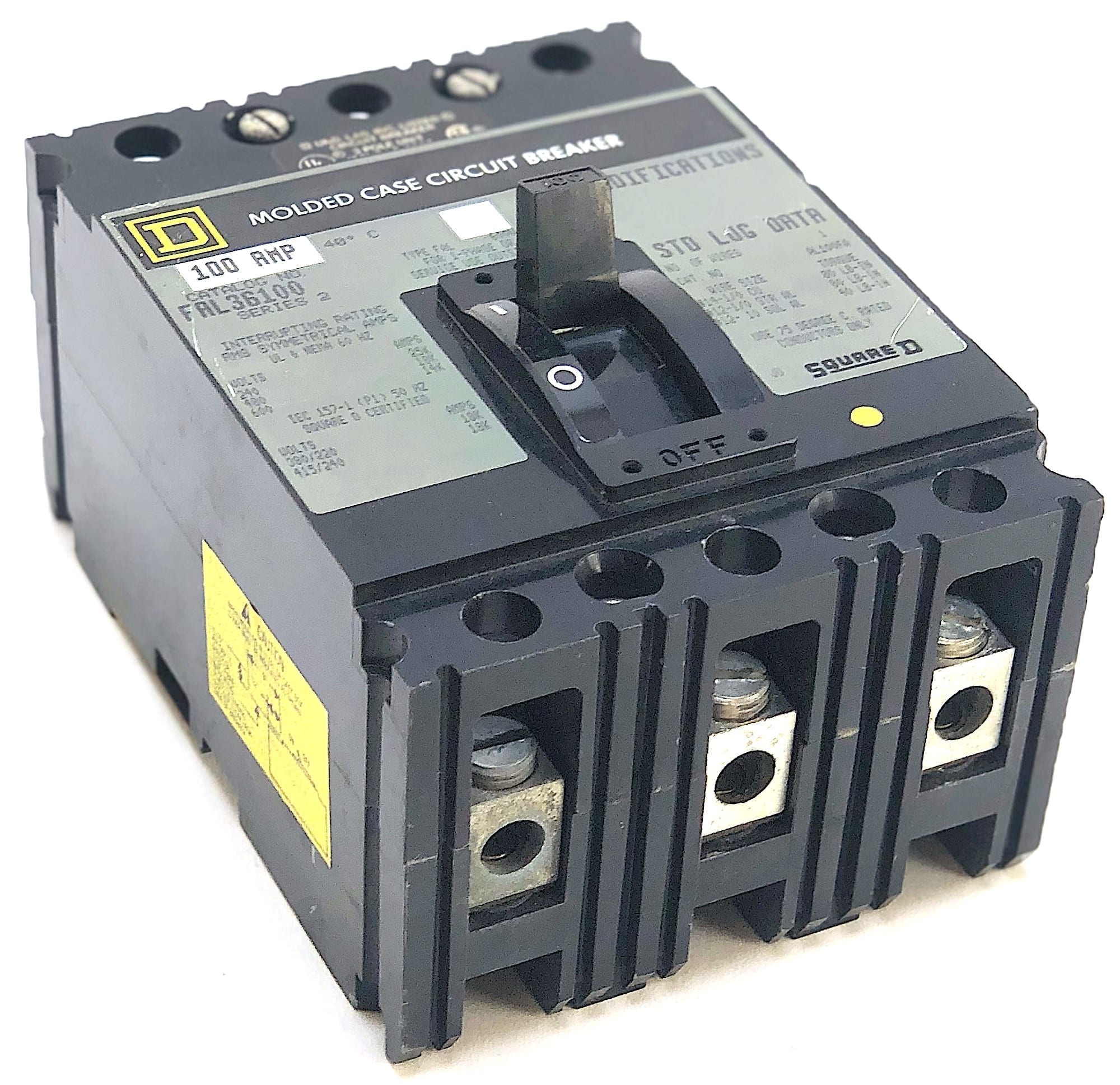 Square D FAL3610018M 3 Pole 100 Amp 600 Vac Circuit Breaker
