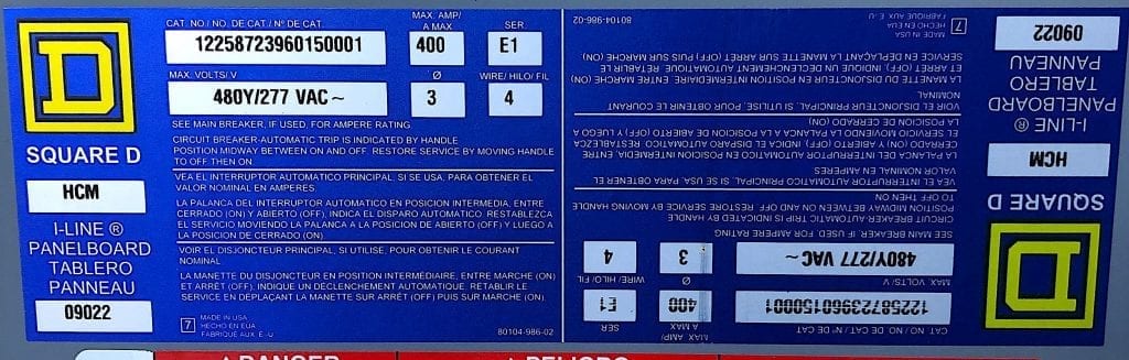 Square D HCM 3P4W 400 Amp 480Y/277 Vac I-Line Panel (NEW)