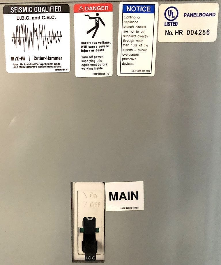 Eaton 3 Phase 480 V Delta 100 Amps 3 Wire Type 3R Main Breaker Panel ...