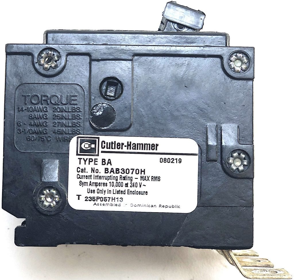 Cutler Hammer 3 Pole 70 Amp 240 Vac Circuit Breaker (R1) | Electrical ...