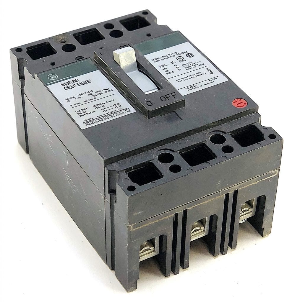 General Electric TED134040 3 Pole 40 Amp 480 Vac Circuit Breaker