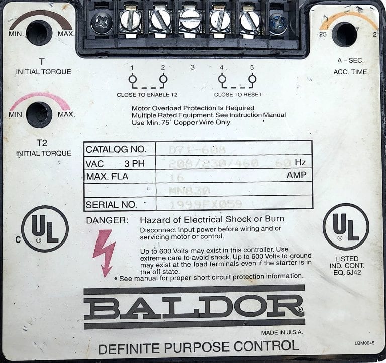 Baldor 3 Pole 16 Amp 460 Vac Definite Purpose Control (X4) | Electrical ...
