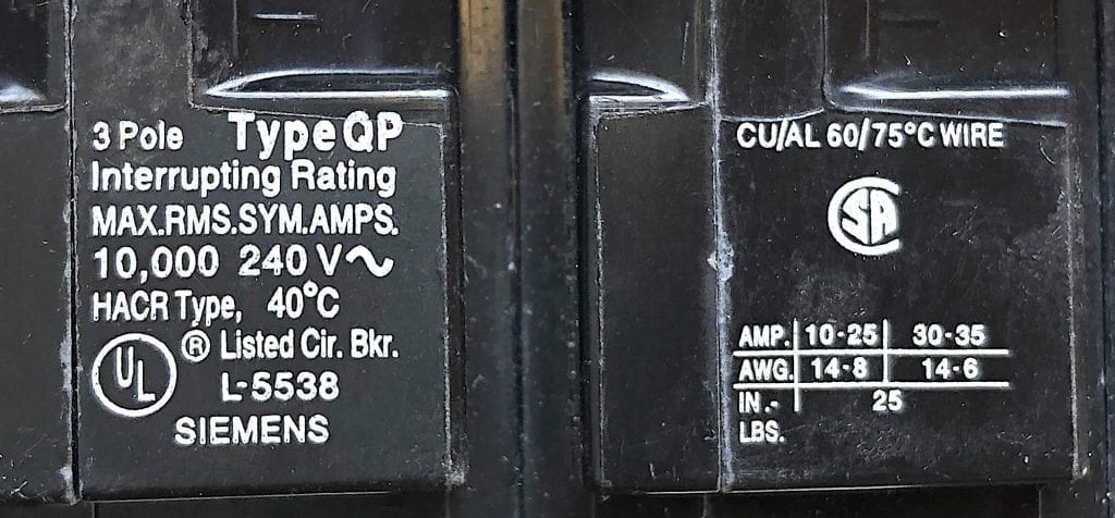 Siemens Q320 3 Pole 20 Amp 240 Vac Circuit Breaker (V2) | Electrical ...