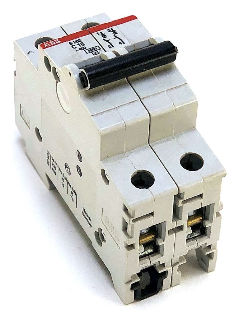 ABB S202-C16 2 Pole 16 Amp 277/480 Vac Circuit Breaker