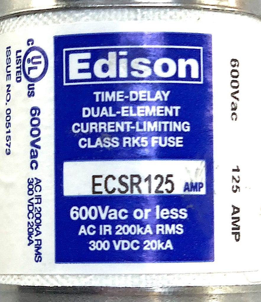 Edison ECSR125 125 Amp 600 Vac Time-Delay Dual-Element Fuses (Set of 3 ...