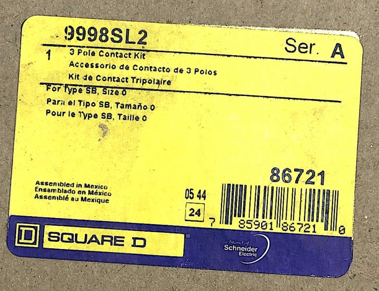 Square D SL-2 Class 9998 3 Pole Contact Kit for Size 0 Starter (NIB ...