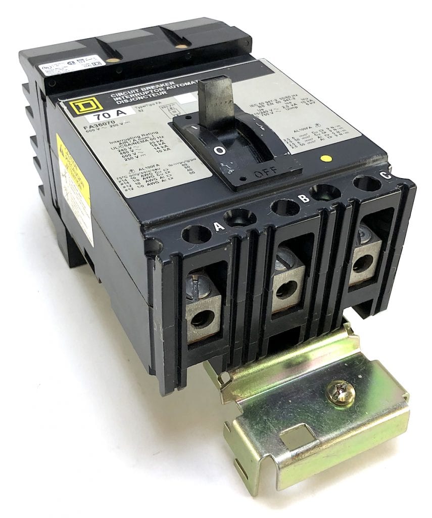 Square D FA36070 3 Pole 70 Amp 600 Vac I-Line Circuit Breaker