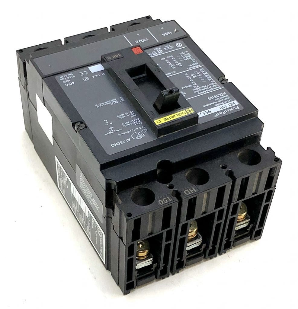 Square D HDL36100 3 Pole 100 Amp 600 Vac Circuit Breaker