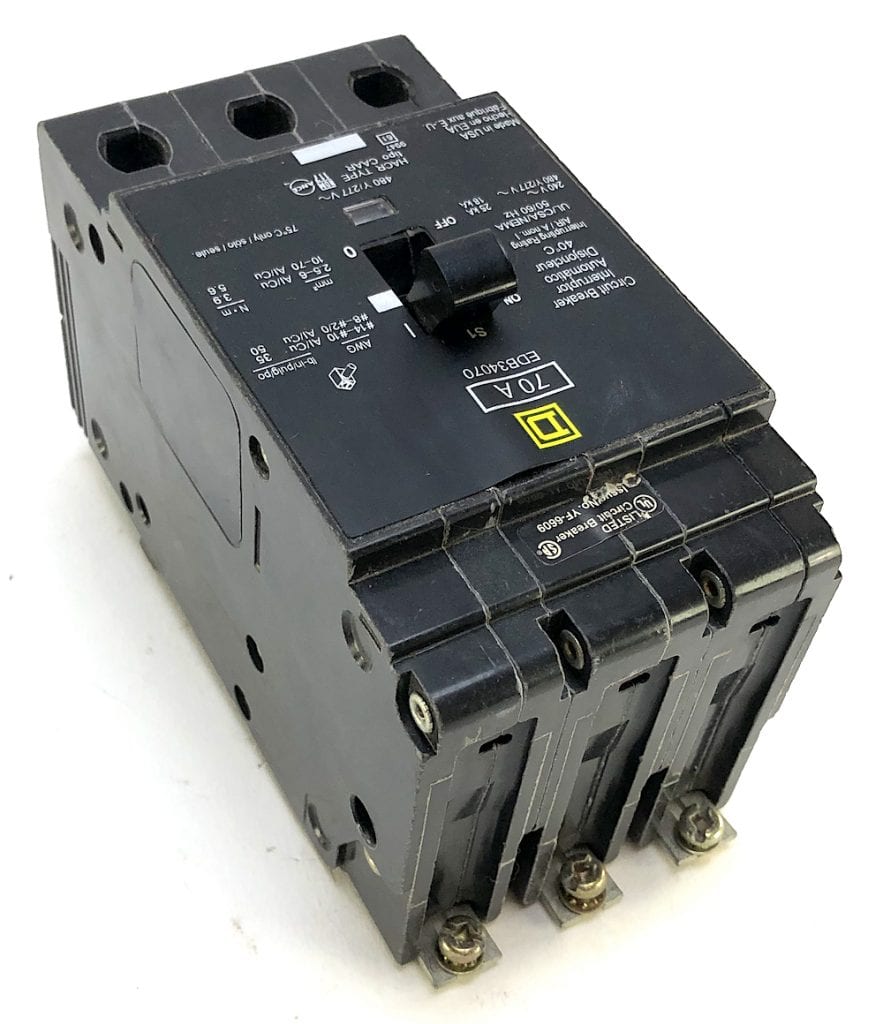 Square D EDB34070 3 Pole 70 Amp 480 Vac Circuit Breaker (I5 ...