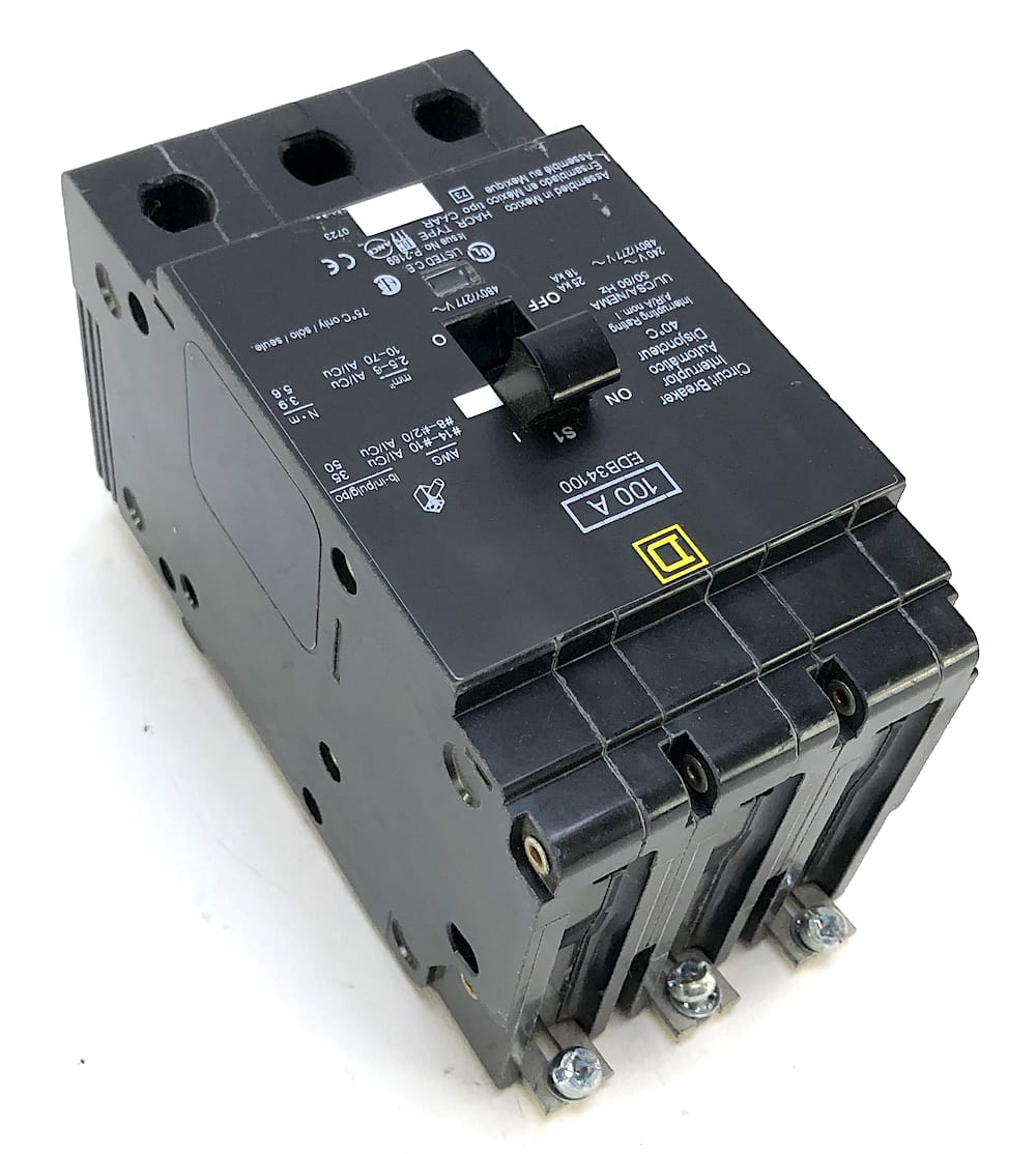 Square D EDB34100 3 Pole 100 Amp 480 Vac Circuit Breaker (I6 ...