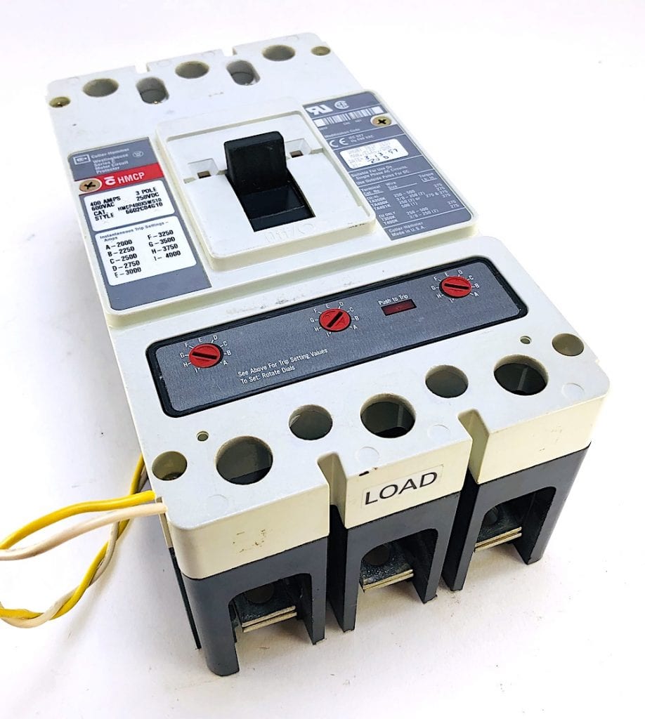 Cutler Hammer HMCP400X5WS10 3 Pole 400 Amp 600 Vac Breaker w/Shunt Trip ...