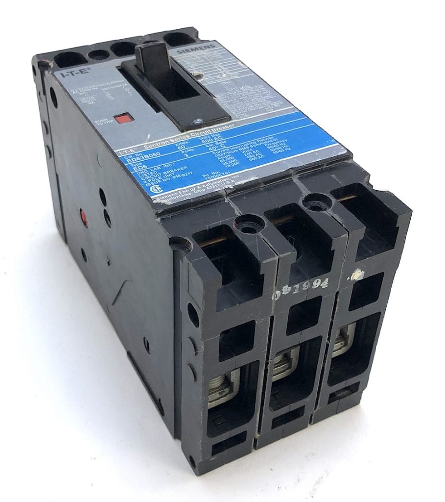 ITE Siemens ED63B060 3 Pole 60 Amp 600 Vac Circuit Breaker (V4 ...