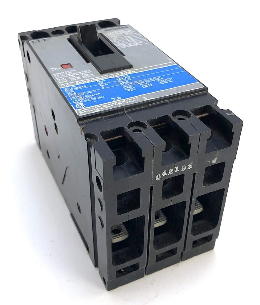ITE Siemens ED43B040 3 Pole 40 Amp 480 Vac Circuit Breaker (V4 ...