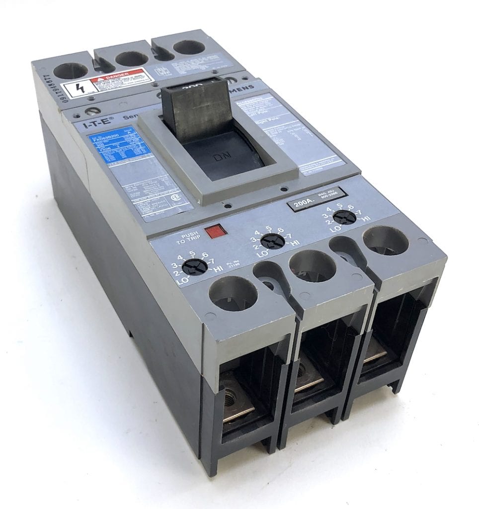 ITE Siemens FXD63B200 3 Pole 200 Amp 600 Vac Circuit Breaker w/200 Amp ...