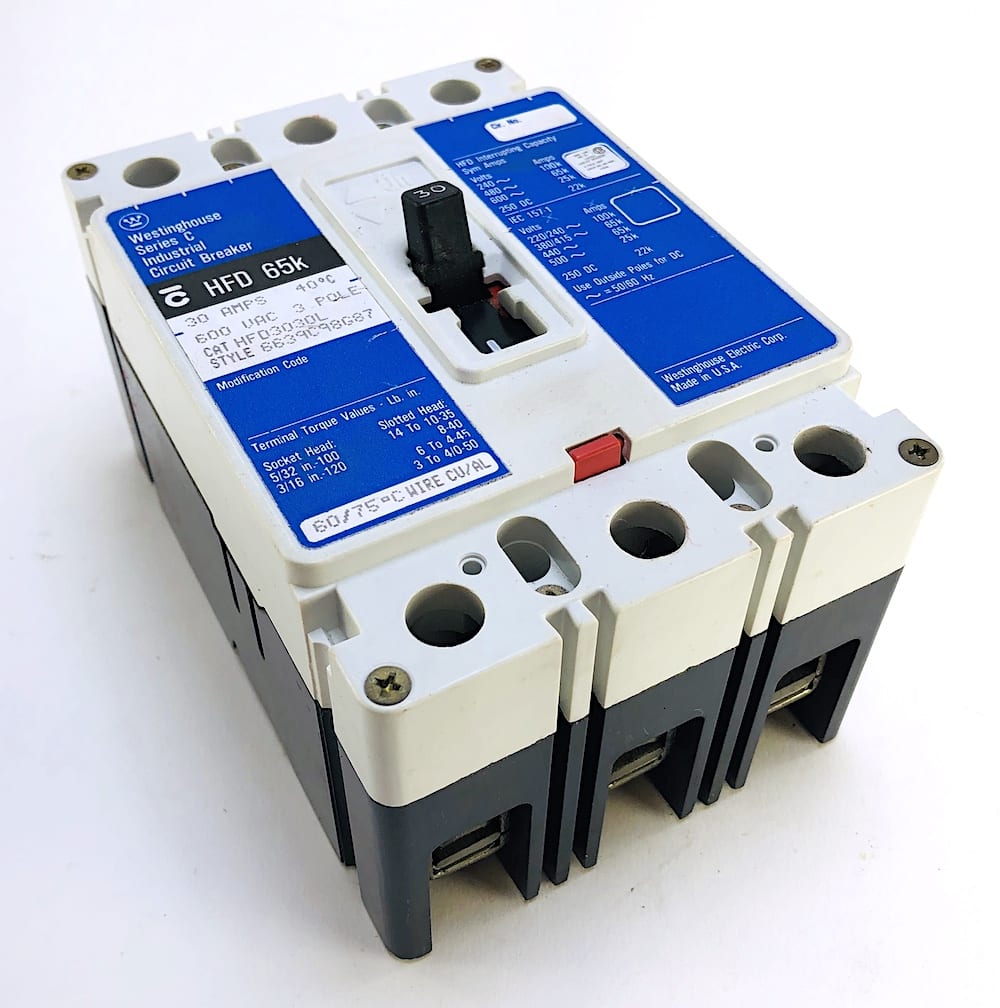 Westinghouse HFD3030L 3 Pole 30 Amp 600 Vac Circuit Breaker (R5 ...