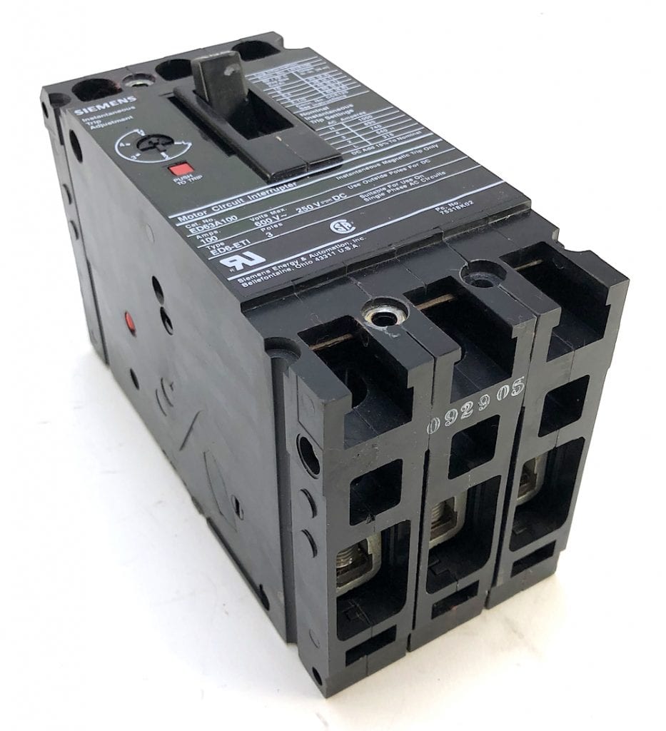 Siemens ED63A100 3 Pole 100 Amp 600 Vac Circuit Breaker (V4 ...